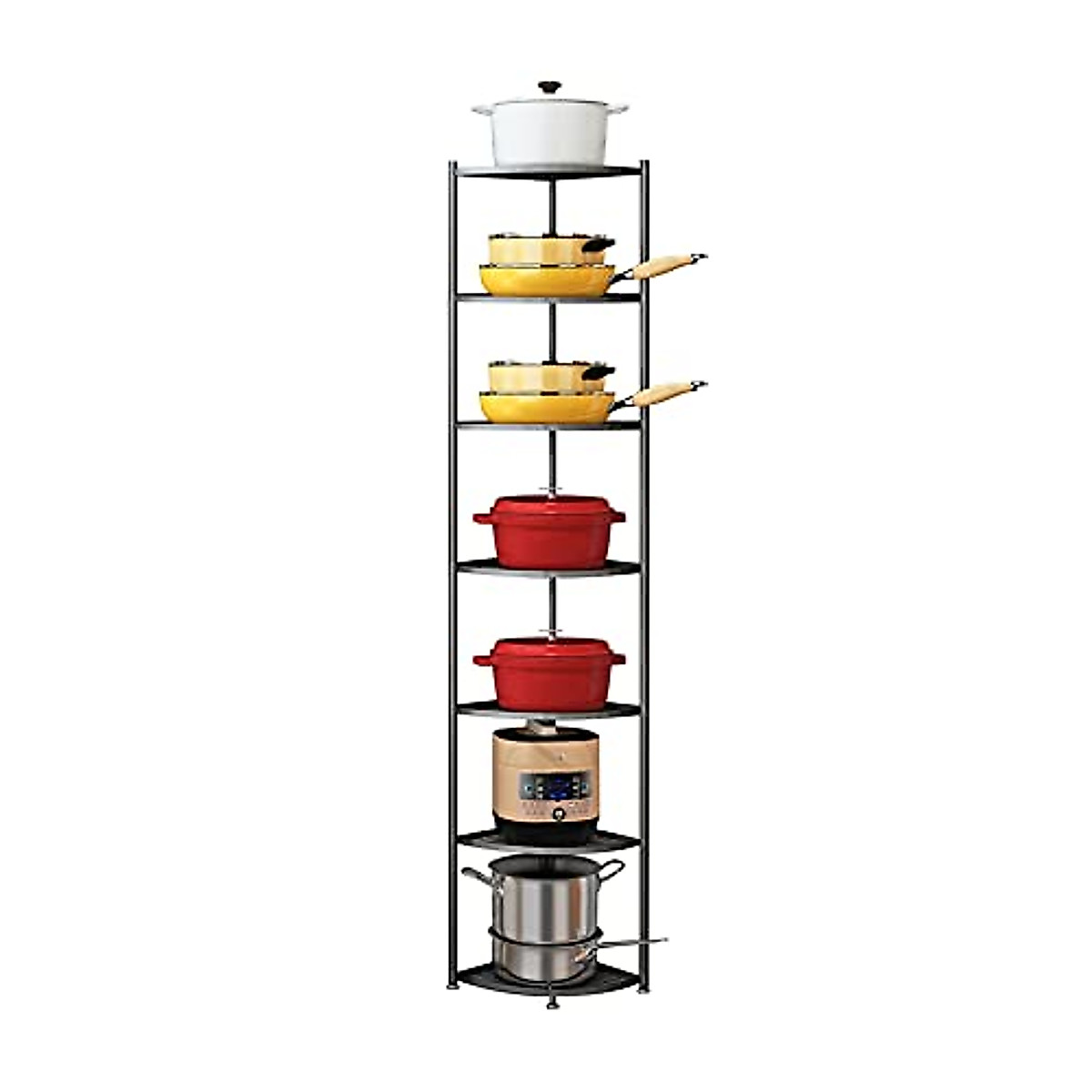 7-Tier Kitchen Corner Shelf Rack, Multi-Layer Pot Rack for Organizer Cookware Stand Stainless Steel Shelves Holder