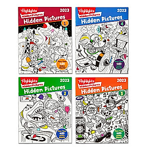 Highlights Hidden Pictures 2023 Activity Books for Kids Ages 6 and Up, 4-Book Set of Travel-Friendly Screen Free Seek and Find Fun, Books Double as Coloring Books