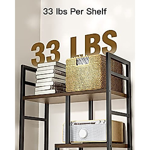 Pipishell 5-Tier Bookshelf, Tall Bookcase Storage Shelf Organizer with Steel Frame, Decorative Industrial Display Shelf, Multipurpose Storage Rack for Bedroom, Living Room, Office, Study, Hallway