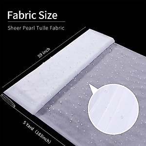 White Pearl Tulle Fabric 3 Yard Sheer Mesh Fabric Bridal Veil Wedding Table Decorations for Wedding Sweetheart Sewing DIY Crafts Gowns Crafts