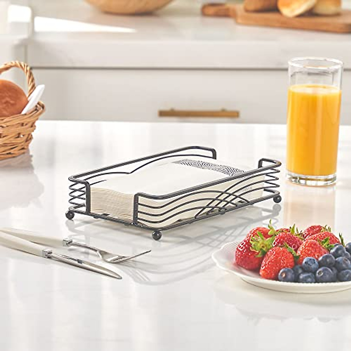 LEVIMETREE Guest Towel Napkin Holder – Cast Iron Black Napkin Holder for Table – Versatile and Modern Bathroom Napkins Guest Disposable – Premium Paper Hand Towels Kitchen Caddy