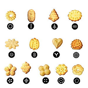 Faruxue DIY Cookie Press Gun Kit Stainless Steel Biscuit Press Cookie Icing Gun Set with 13 Discs and 7 Icing Tips Ideal for Biscuit, Cake, Churro, Cookie