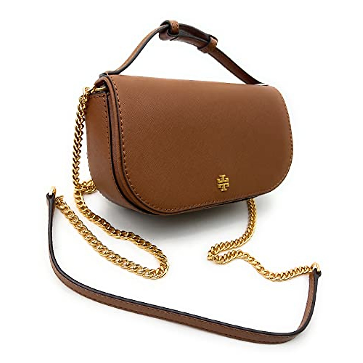 Tory Burch Emerson Top Handle Women's Saffiano Leather Crossbody Bag (Moose)