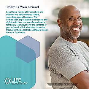 Life Extension Esophageal Guardian - Gastric Discomfort Supplements - Up To 4 Hours of Digestive Comfort & Relief - Berry Flavor, Gluten Free, Non-GMO - Vegetarian Chewable Tablets 60 Count