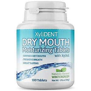 Nature's Stance XyliDENT Xylitol Tablets for Dry Mouth Relief - Stimulates Saliva, Freshens Breath, Reduces Acid Production, Fast Acting Relief, 100 Count (Wintergreen)