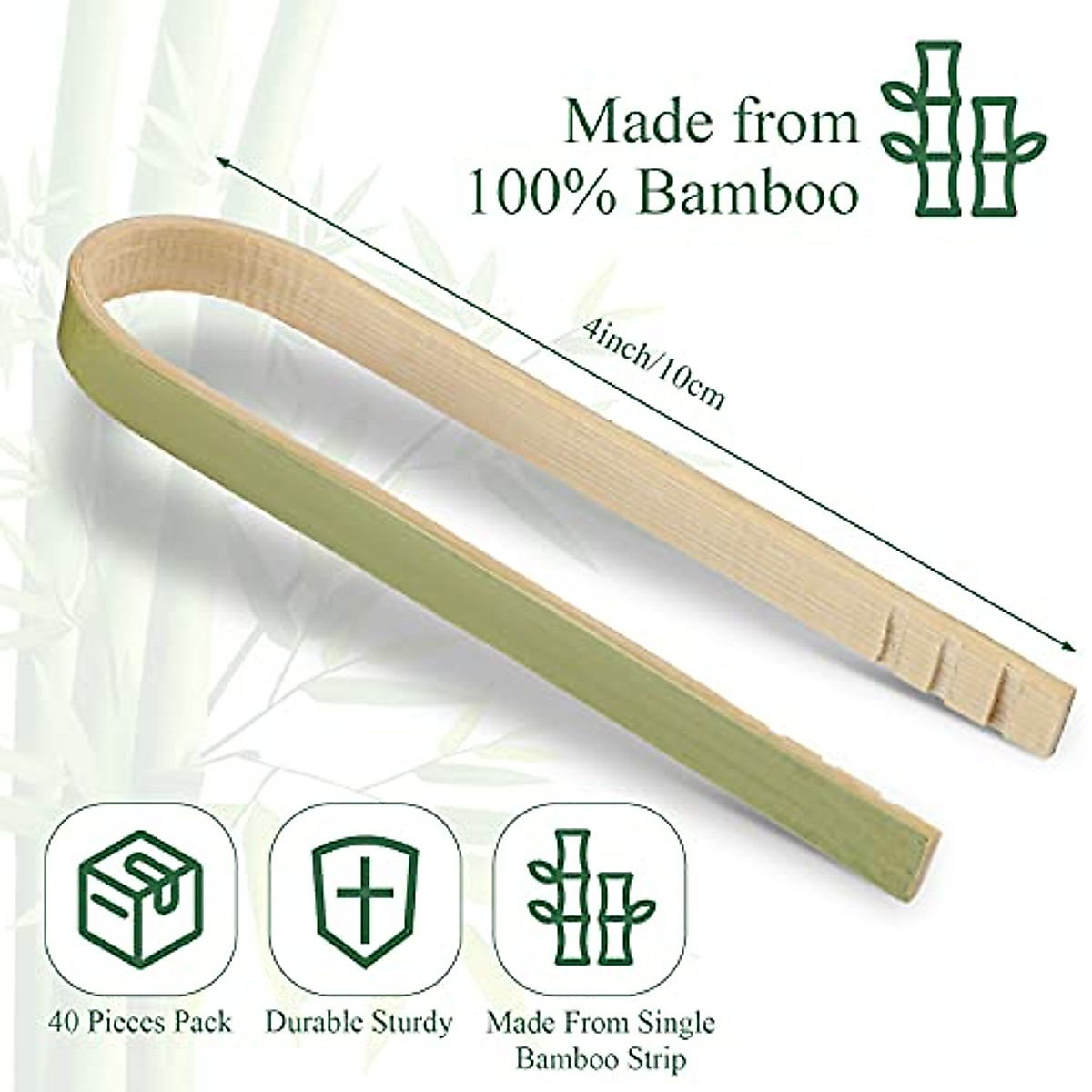 40 Pieces Mini Bamboo Disposable Tongs 4 Inch Bamboo Toast Tongs Disposable Mini Tongs Wooden Cooking Tongs for Cooking Toast Bread Pickles Tea Supplies