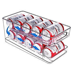BingoHive Rolling Soda Can Organizer for Refrigerator Can Dispenser for Beer Soda Seltzer Pop Can Soda Organizer for Refrigerator 10 Standard Size 11.15oz or 12oz Cans Holder Storage