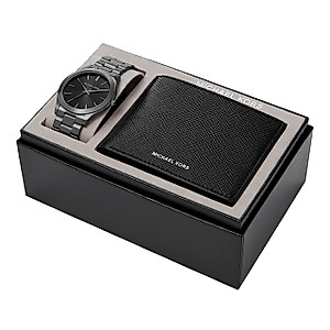 Michael Kors Men's Slim Runway Quartz Watch with Stainless Steel Strap, Gunmetal, 22 (Model: MK1044)