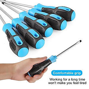 Magnetic long Screwdriver Set 10 PCS,5 Phillips and 5 Flat Head Precision Screwdriver,Professional Cushion Grip and Non-Slip for Repair Home Improvement Craft