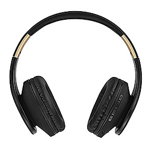 PowerLocus Bluetooth Headphones Over Ear, Wireless Headphones with Microphone, Foldable Headphone, Soft Memory Foam Earmuffs & Lightweight, Micro SD/TF, FM Radio for iPhone/Android/Tablet/PC/TV (Gold)