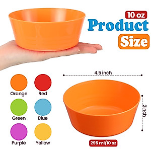 Irenare 48 Pcs Kids Small Plastic Bowls10 oz Cereal Bowls Snack Bowls Kids Bowls Colorful Toddler Bowls Microwave Dishwasher Safe Bowls Salad Dessert Soup Bowls Children Bowl, 6 Colors