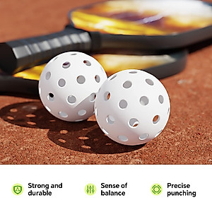Houda Glow X-40 Outdoor Pickleball Balls | Pickleball Balls for Professionals Play | Durable Pickleballs Accessories Set of Pickleball Paddles (Ball, Glow 6pcs-White)