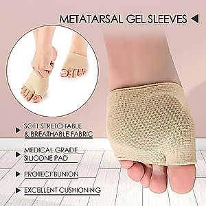 Metatarsal Pads for Women and Men,Ball of Foot Pain Relief,Soft Gel Inside,Help Metatarsalgia,Mortons,Neuroma,Calluses Blisters,Diabetic Feet(2 Pack)