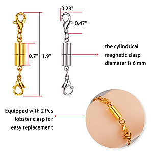 30 Piece Gold and Silver Necklace Clasps Magnetic Jewelry Locking Clasps and Closures Bracelet Lobster Clasp Connector for DIY Necklace Bracelet Jewelry Crafts Making Supplies