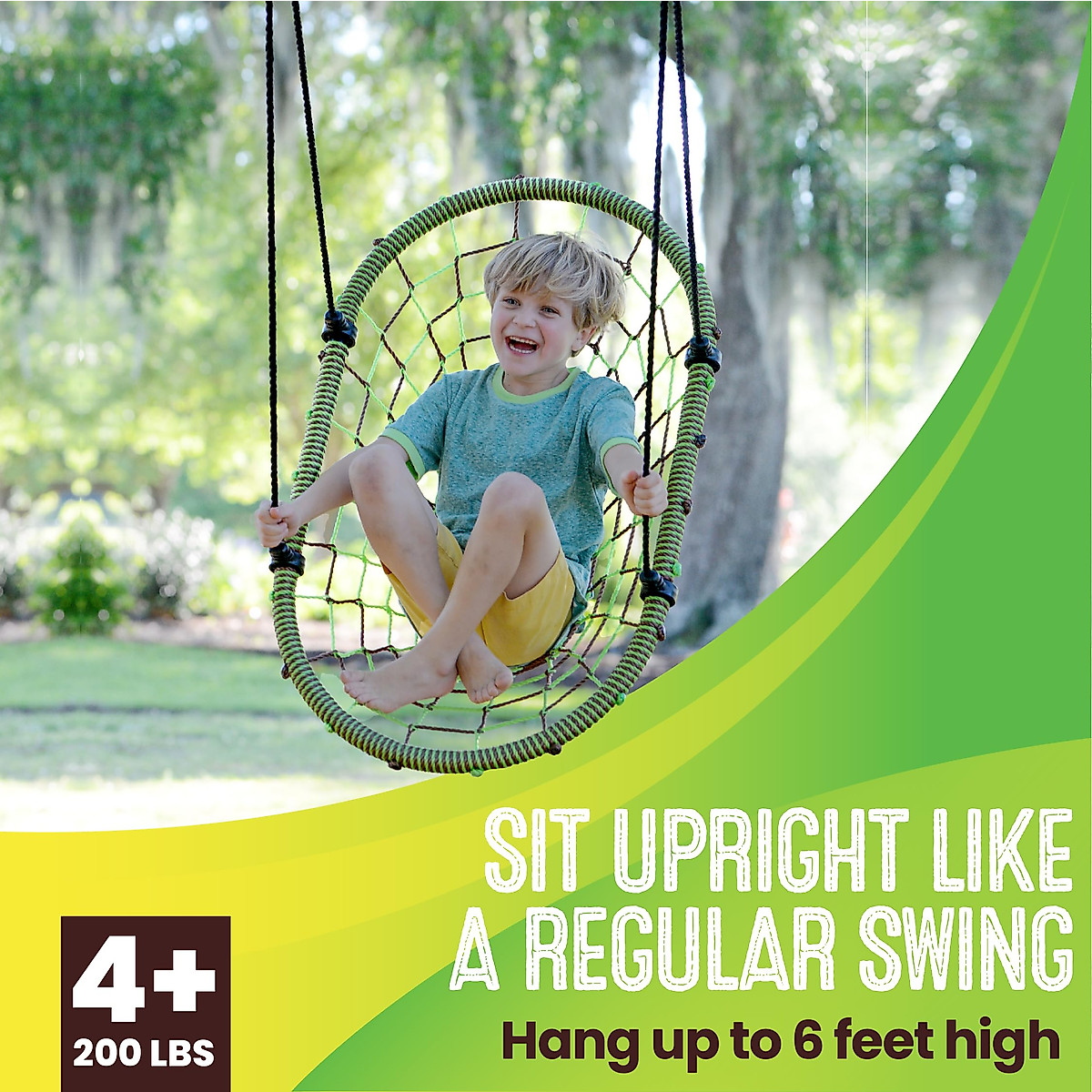 Swurfer Tree Swing – Swing Chair, Outdoor Swing for Kids, Tree Swings for Kids and Adults Outdoor, Weather Resistant, Heavy Duty Metal Frame Multi-Position, Ages 4 and Up, Holds up to 200lbs