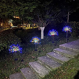 LAMF 2Pcs Solar Garden Lights, 120 LEDs Fireworks Light Solar Lights Outdoor Waterproof Solar Firework Lights for Garden, Patio, Backyard, Pathway, Wedding, Party