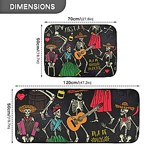 Emelivor Mexican Talavera Tile Kitchen Rugs and Mats Set 2 Piece Non Slip Washable Runner Rug Set of 2 for Floor Home Kitchen Laundry Decorative