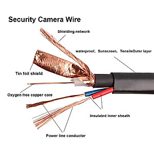 Tainston 2 Pack 200 Feet BNC Video Power Cable,BNC Extension Wire Video Security Camera Wire with Connectors for CCTV Camera DVR Surveillance System