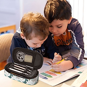 Gocerktr White Dinosaurs Pencil Case Large Capacity Pencil Bag Double Zippers Pen Bag with Compartments Multifunction Makeup Bag for Women