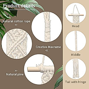 Boho Hat Rack for Wall, Macrame Hat Organizer, Bohemian Women Hand Weaving Hat Storage Hanger, Wooden Display Rack Decorative Cap Holder for Wide Brim Caps…