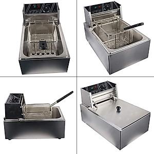 Deep Fryer with Basket, Fry Daddy, Fryers with Baskets, Countertop Stainless Steel, French Fries Fryer, for Commercial Restaurant, Fast Food Restaurant (6L)