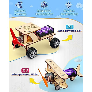 STEM Kits, 5 SSTEM Projects for Kids Ages 8-12, Wooden Model Car Kits, Gifts for Boys 8-12, 3D Puzzles, Science Educational Crafts Building Kit, Toys for 8 9 10 11 12 Year Old Boys and Girls