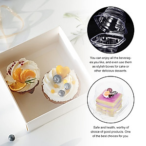 SOLUSTRE 150 Pcs Cake Packing Box Disposable Cupcake Cases Moon Cake Trays Hinged Cake Containers Cupcake Carrier Transparent Containers with Lids Cake Holder Sandwich Cheese The Pet