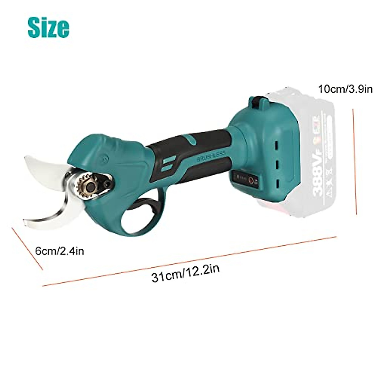 30mm 4 Gear Electric Cordless Pruning Shears Without Battery Garden Fruit Tree Pruning Power Tool Branch Cutter For Makita 18v Battery green