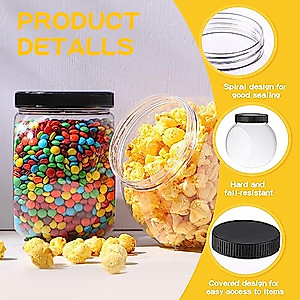 Tradder 18 Pcs Plastic Candy Jars with Lids 25 oz Cookie Jar Clear Cookie Container Clear Wide Mouth Candy Storage Jars for Candy Buffet, Coffee Canister Party Table Laundry Detergent Holder