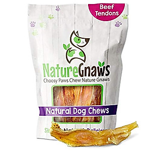 Nature Gnaws Tendons for Dogs - Premium Natural Beef Dental Sticks - Single Ingredient - Long Lasting Tasty Dog Chew Treats - Rawhide Free 12 Count (Pack of 1)