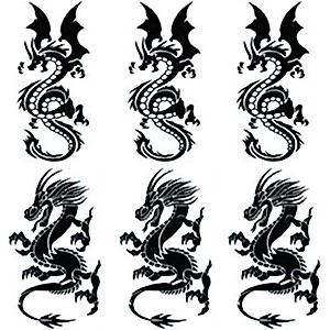 Small dragons Temporary Tattoos Stickers for kids Women Men Girls 6 Sheets, Fake dragon lovely Tattoos Paper Body Sticker Set Party Favors,waterproof and Long Lasting body tattoos by Yesallwas (Set 1)