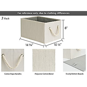 StorageWorks Large Storage Baskets for Organizing, Foldable Storage Baskets for Shelves, Fabric Storage Bins with Handles, Beige, White & Ivory, 3-Pack