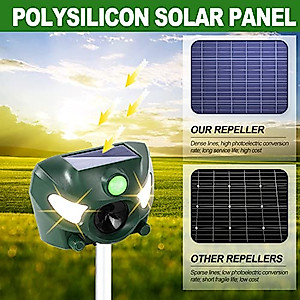 Fierre Shann Solar Outdoor Repeller, Waterproof, with 5 Working Modes and Flashing Light