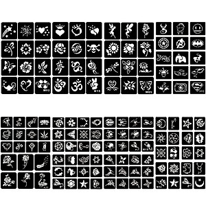 761pcs Temporary Tattoo Stencils for Kids, 20 Sheets Face Body Paint Henna Stencils Kit, Girls Boys Glitter Tattoo Stencils for Kids School Show Birthdays Halloween Christmas Party Favor Supplies