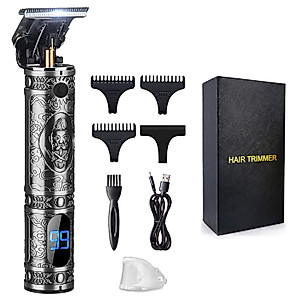 Suttik Hair Trimmer for Men, Professional Hair Clippers for Barber, Beard Trimmer for Men, Cordless Edgers Clippers, Ornate Knight T-Blade Close Cutting Trimmer with LCD, Gray