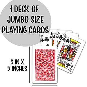 Edgewood Toys 3” X 5” Extra Large Playing Card Deck – Giant Playing Cards with Easy to Read Jumbo Print for Adults, Kids, & Seniors – Great to Use with Classic Card Games, Poker, Board Games | 1-Pack