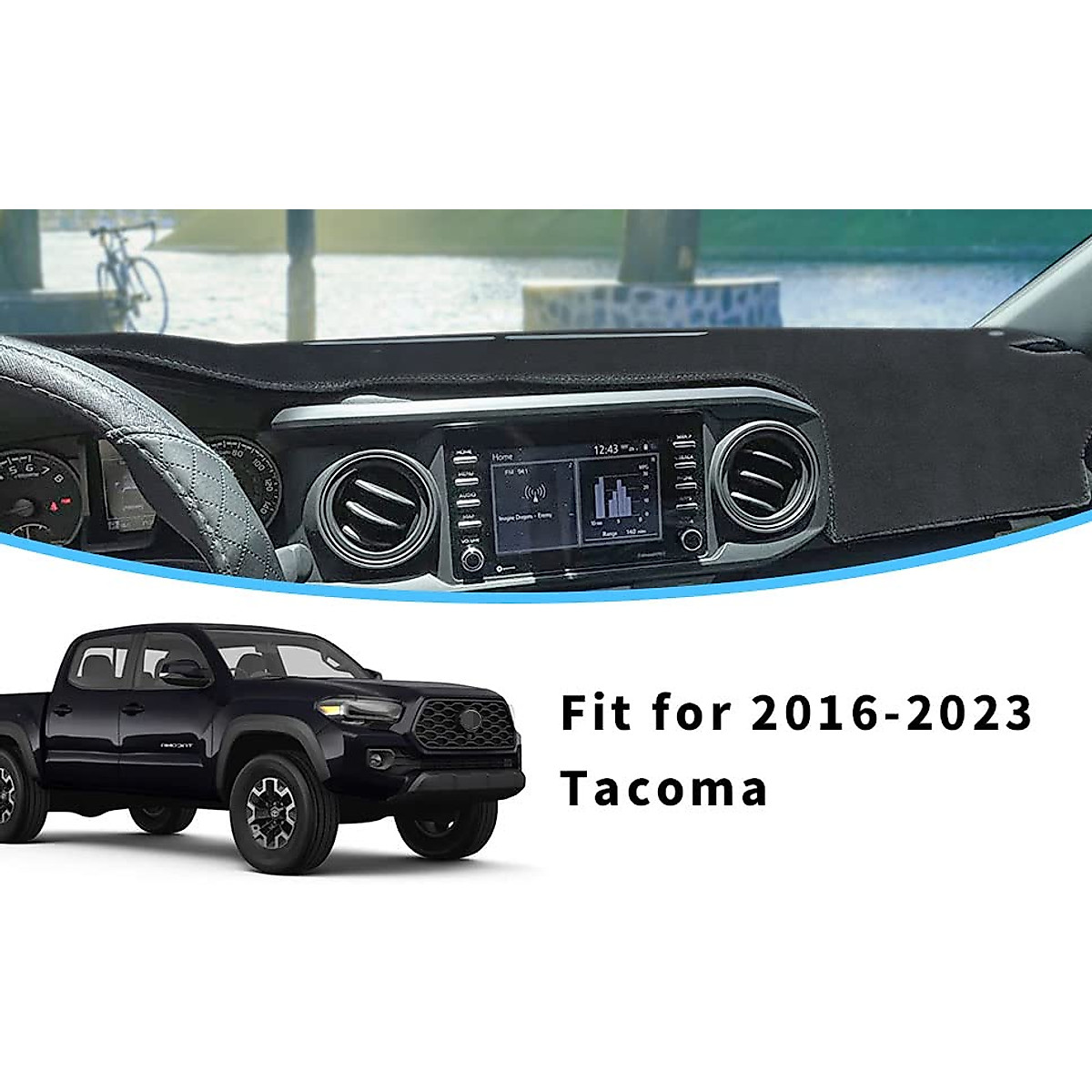auovo Dashboard Cover Mat Compatible with Toyota Tacoma 2016 2017 2018 2019 2020 2021 2022 2023 Anti-Slip Dash Cover Dash Carpet Cover Sunshield Protector