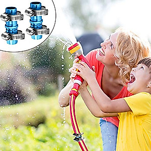 6 Pieces 5/8 Inch Garden Hose Repair Kits Aluminium Water Hose Mender Garden Hose Connectors with 12 Pieces Stainless Steel Clamps (Bright Color)