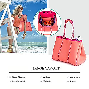 LMYYG Beach bag,Multipurpose Neoprene  Bag,Large Tote Bag,Waterproof Shoulder Beach Bag for Travel Beach Gym Swimming