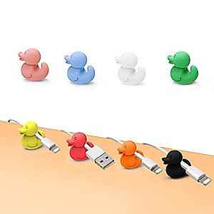 Sempoda 16Pcs Silicone Duck Wall Hooks for Hanging, Self Adhesive Duck Cable Organizer Clips with Box, Creative Key Hook Holder for Refrigerator Door Earphone Plugs Masks Wire Cable Storage