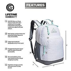 adidas Adaptive Backpack, Jersey White/Semi Flash Aqua Blue, One Size