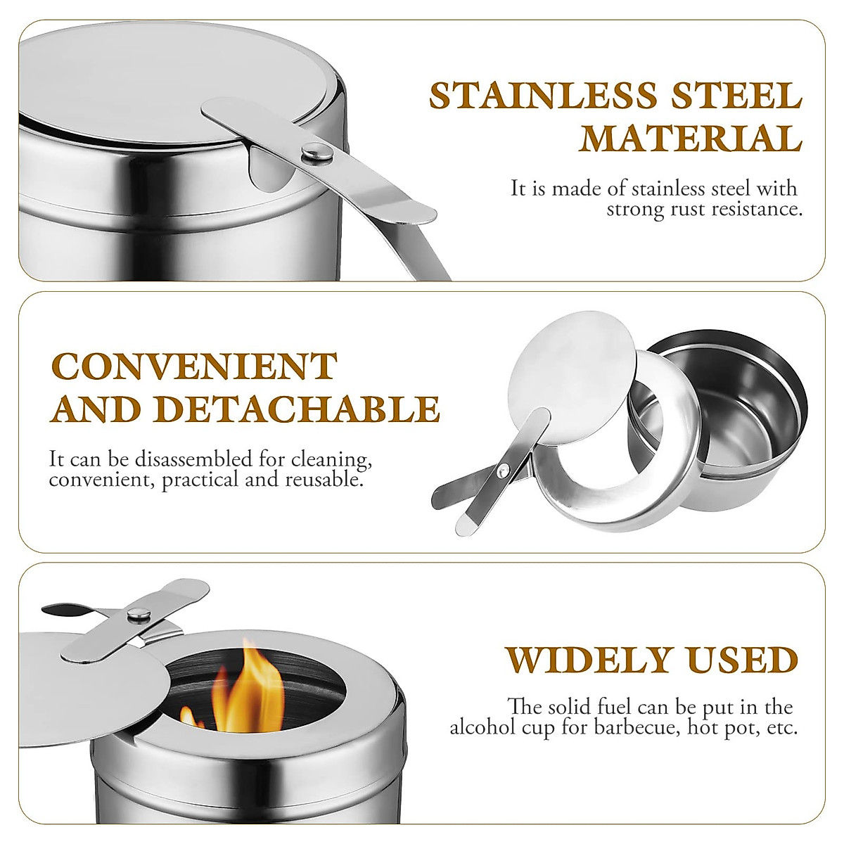 Abaodam 2Pcs Chafing Dish Fuel Holders Stainless Steel Fuel Cans Fuel Tank Boxes Fuel Holders with Covers for Home Outdoor Camping