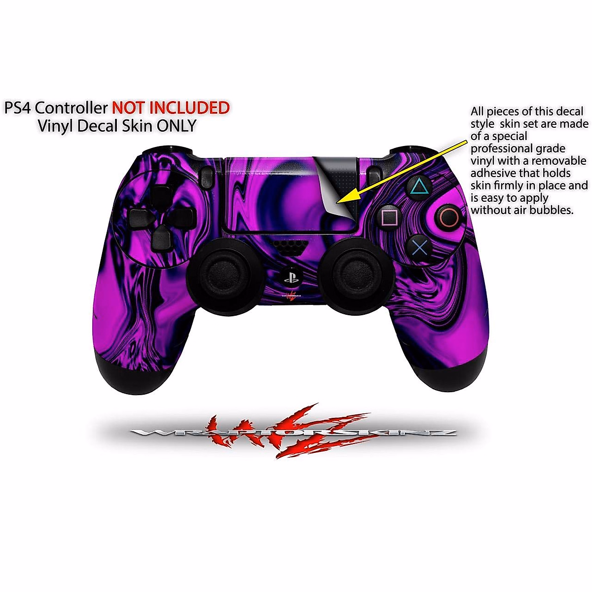 WraptorSkinz Vinyl Decal Skin Compatible with Sony PS4 Controller PlayStation 4 Original Slim and Pro Liquid Metal Chrome Purple (Controller NOT Included)