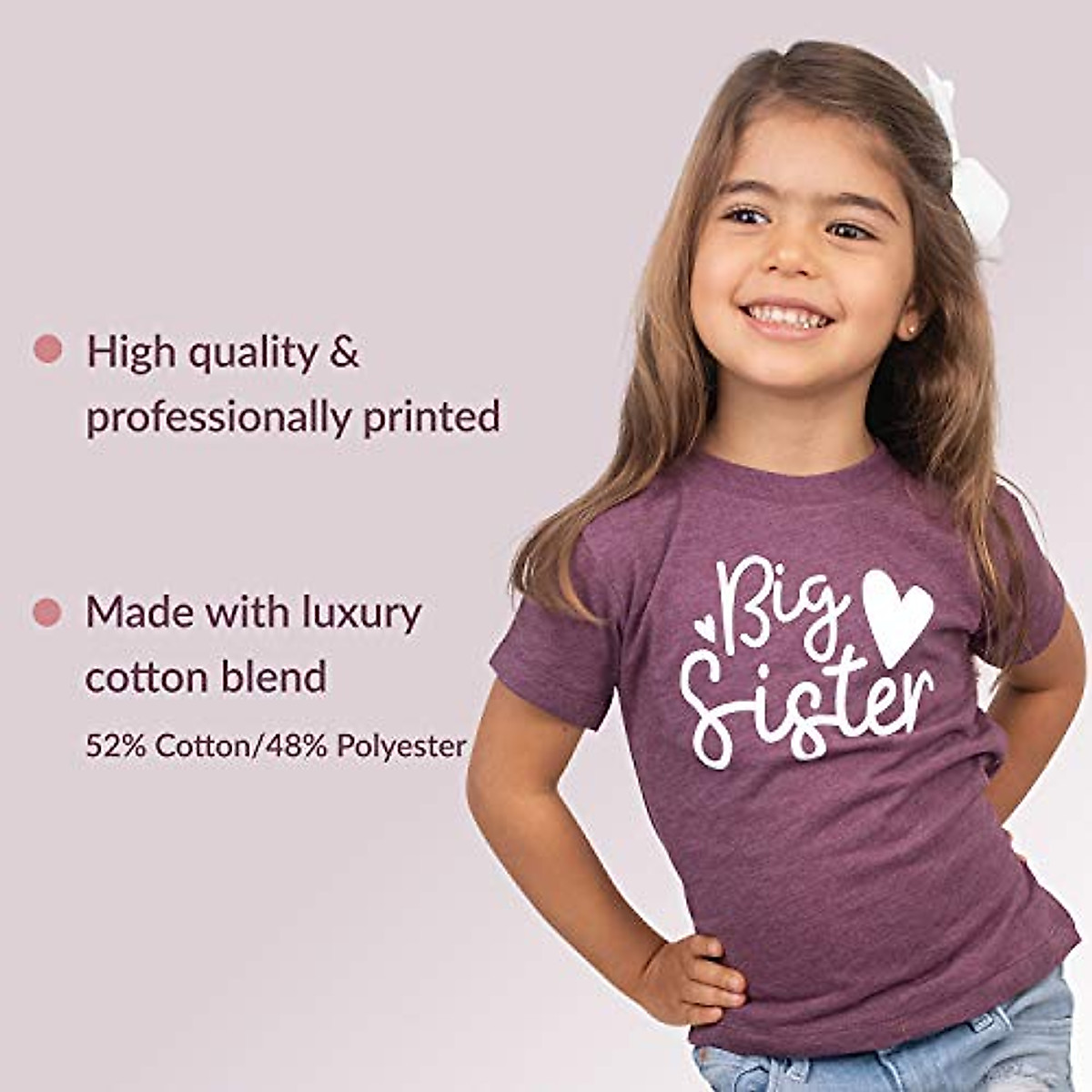 ELLA COLE COMPANY Big Sister Announcement T-Shirt for Toddler Girl- Luxury Cotton Blend Big Sister Shirt Maroon, 2T