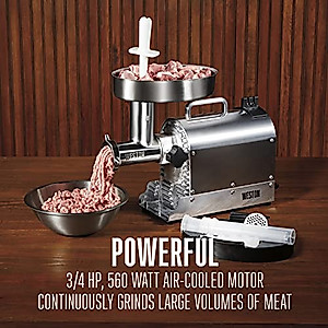 Weston Pro Series Electric Meat Grinder, Commercial Grade, 560 Watts, .75 HP, 6lbs. Per Minute, Stainless Steel (10-0801-W)