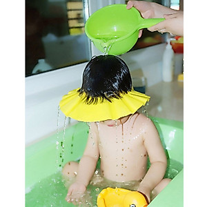 Elandy 3pcs Soft Adjustable Shampoo Bath Bathing Shower Cap Hat Wash Hair Sheet Hat for Baby Kids Children Color Random