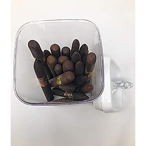 Easy Open Acrylic Cigar Humidor Jar Including The Boveda 69% 2-Way Humidity System, 25 Cigar Capacity (Square)