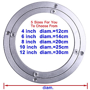 Heavy Duty Aluminium Rotating Lazy Susan Turntable Kitchen Base Turn Dining Table Round Rolling Display Rack Rotary Bearing Swivel Plate for Heavy Loads (6 inch)