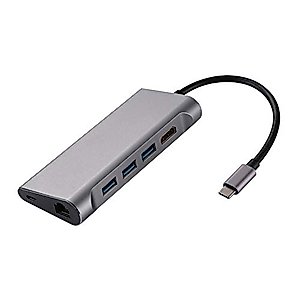 Leya-US Spare Part 6-in-1 USB 3.1 hub Type-C to USB 3.0 3 + HDMI 4K + RJ45 + PD Multi-Functional HD Docking Station Compatible for MacBook PC Millet Tablet (Color : Grey)