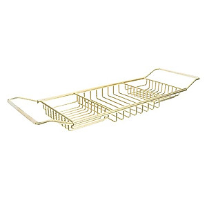 STOBOK Bathtub Tray Expandable Stainless Steel Over Bath Tub Racks Bathroom Shelf Organizer for Home Gold